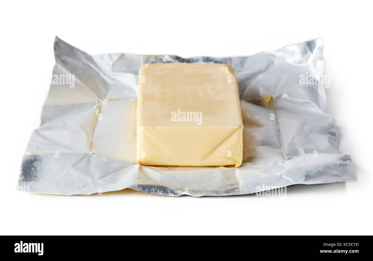 Butter package isolated on white background Stock Photo - Alamy