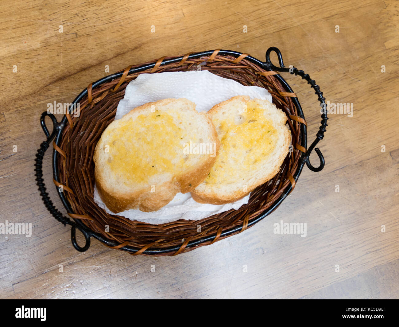 Toasted bread in basket for brunch Stock Photo - Alamy