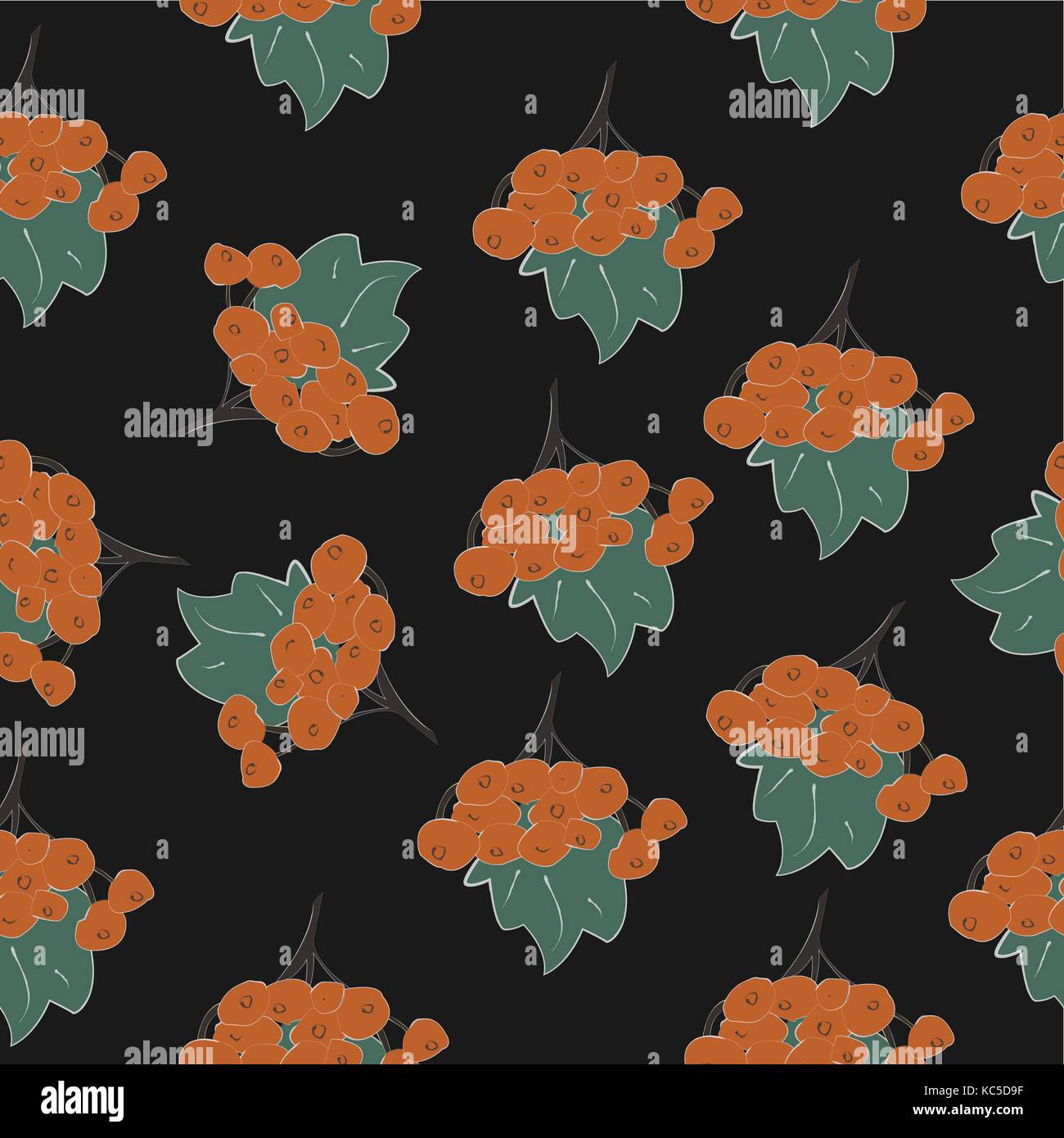 Seamless Pattern Of Rowan Spray, old traditional artistic style. Rowan ...