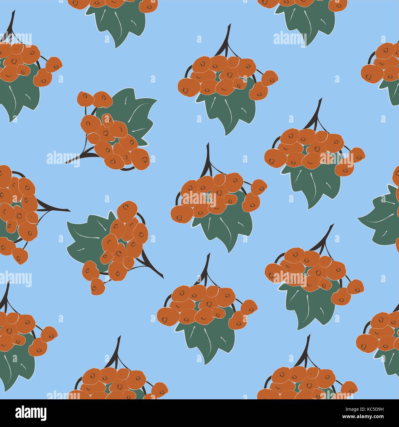 Seamless Pattern Of Rowan Spray, old traditional artistic style. Rowan ...