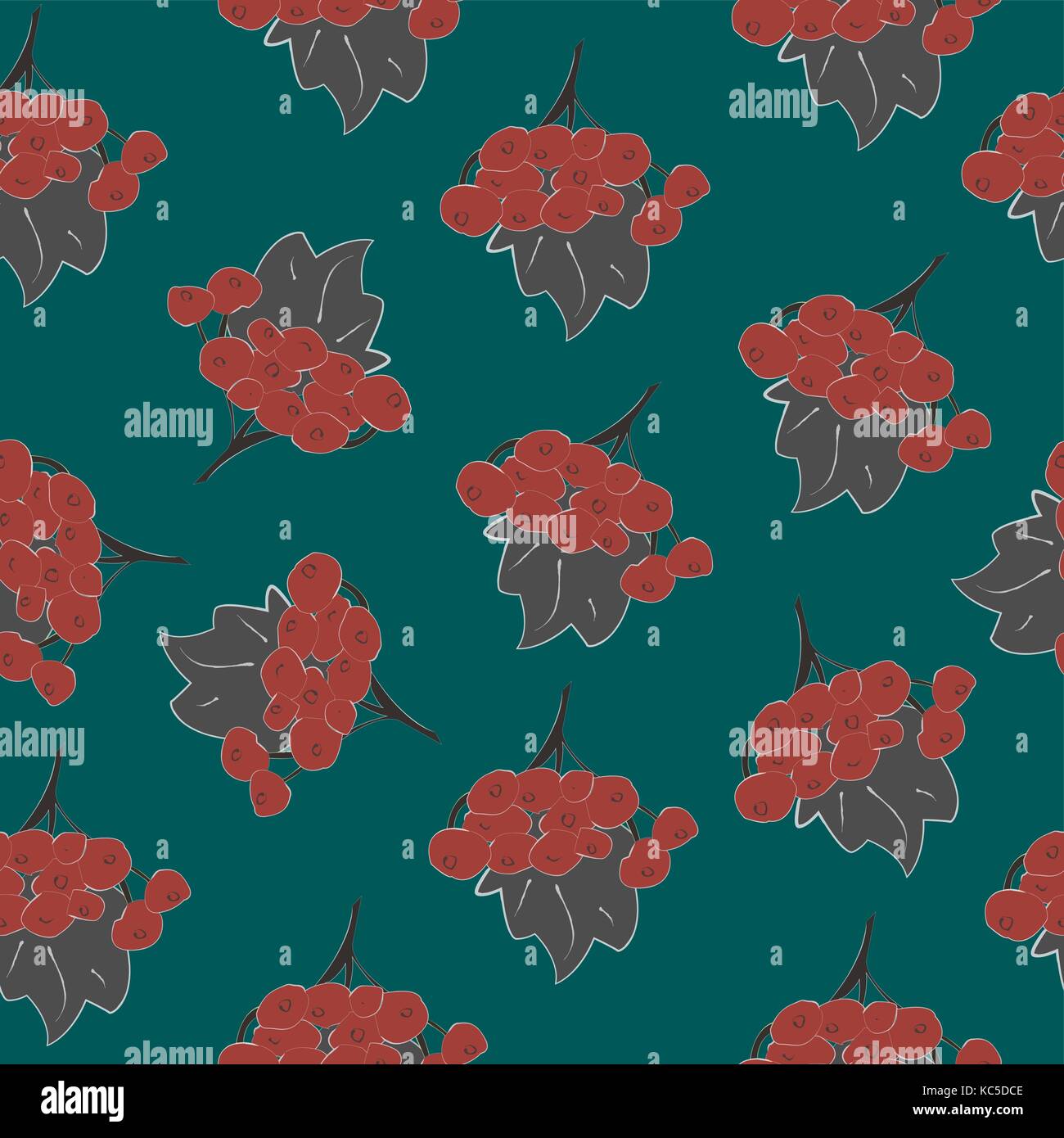 Seamless Pattern Of Rowan Spray, old traditional artistic style. Rowan ...