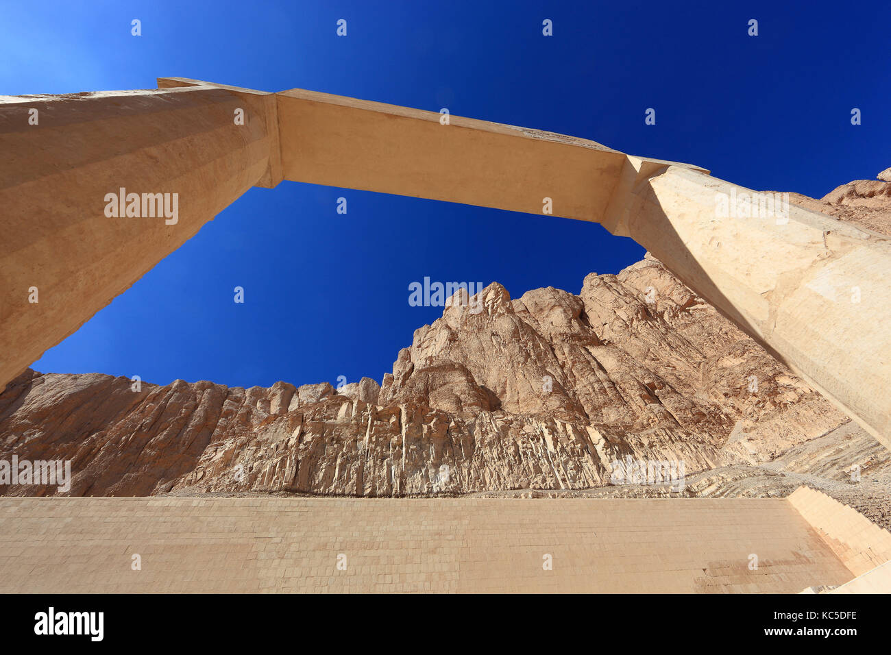 Deir el-Bahari or Dayr al-Bahri, Part of the temple, statues at the ...