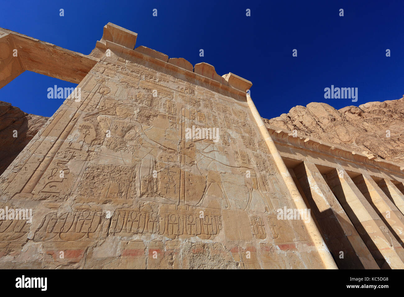 Deir el-Bahari or Dayr al-Bahri, engravings at the mortuary temple of ...