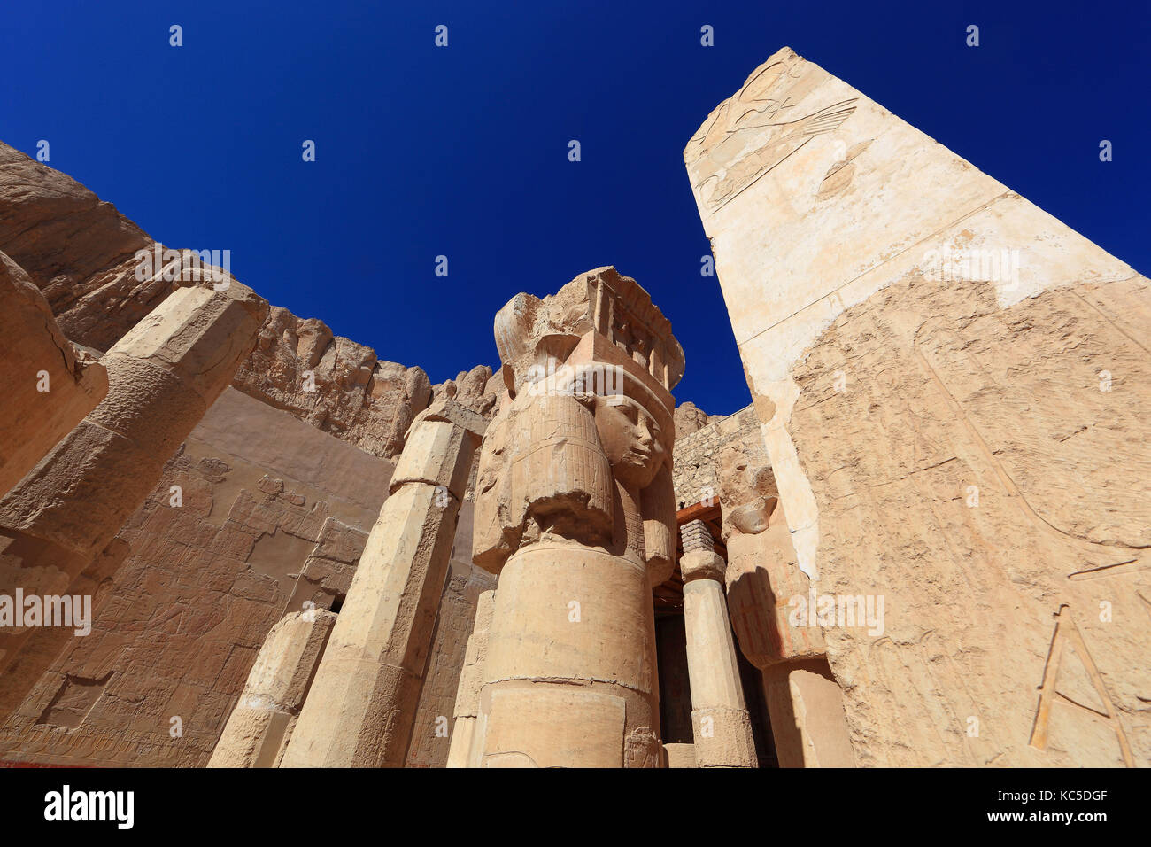 Deir el-Bahari or Dayr al-Bahri, engravings on the column at the ...