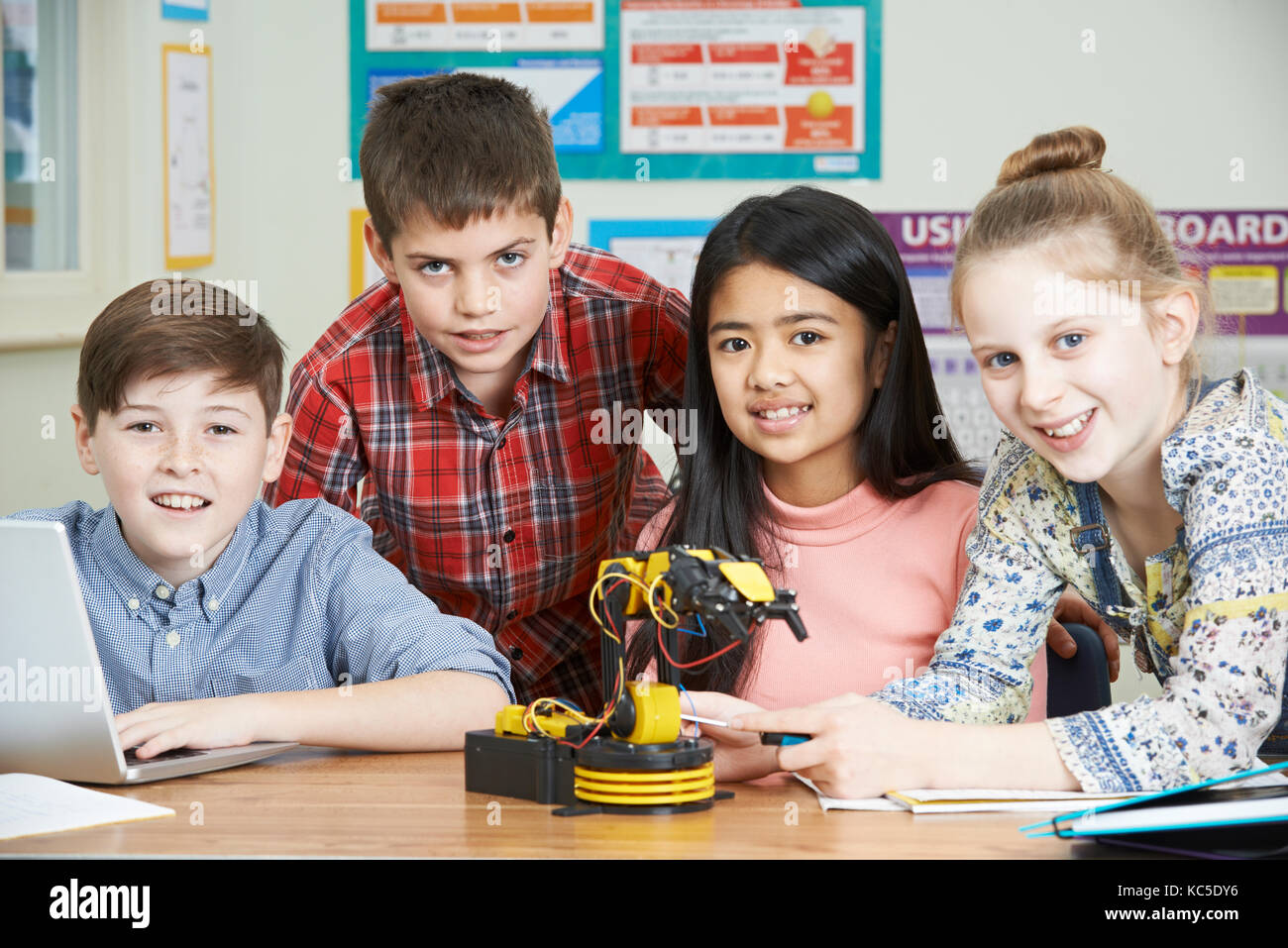 Portrait Of Pupils In Science Lesson Studying Robotics Stock Photo - Alamy