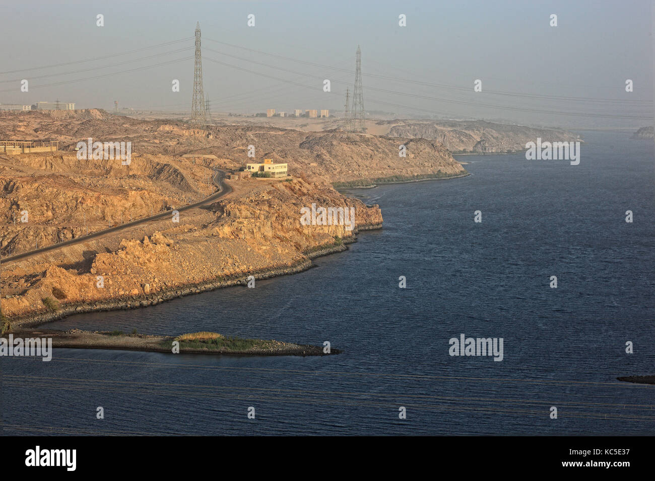 At the new dam at Aswan High Dam on the Nile, Africa, Upper Egypt, the ...