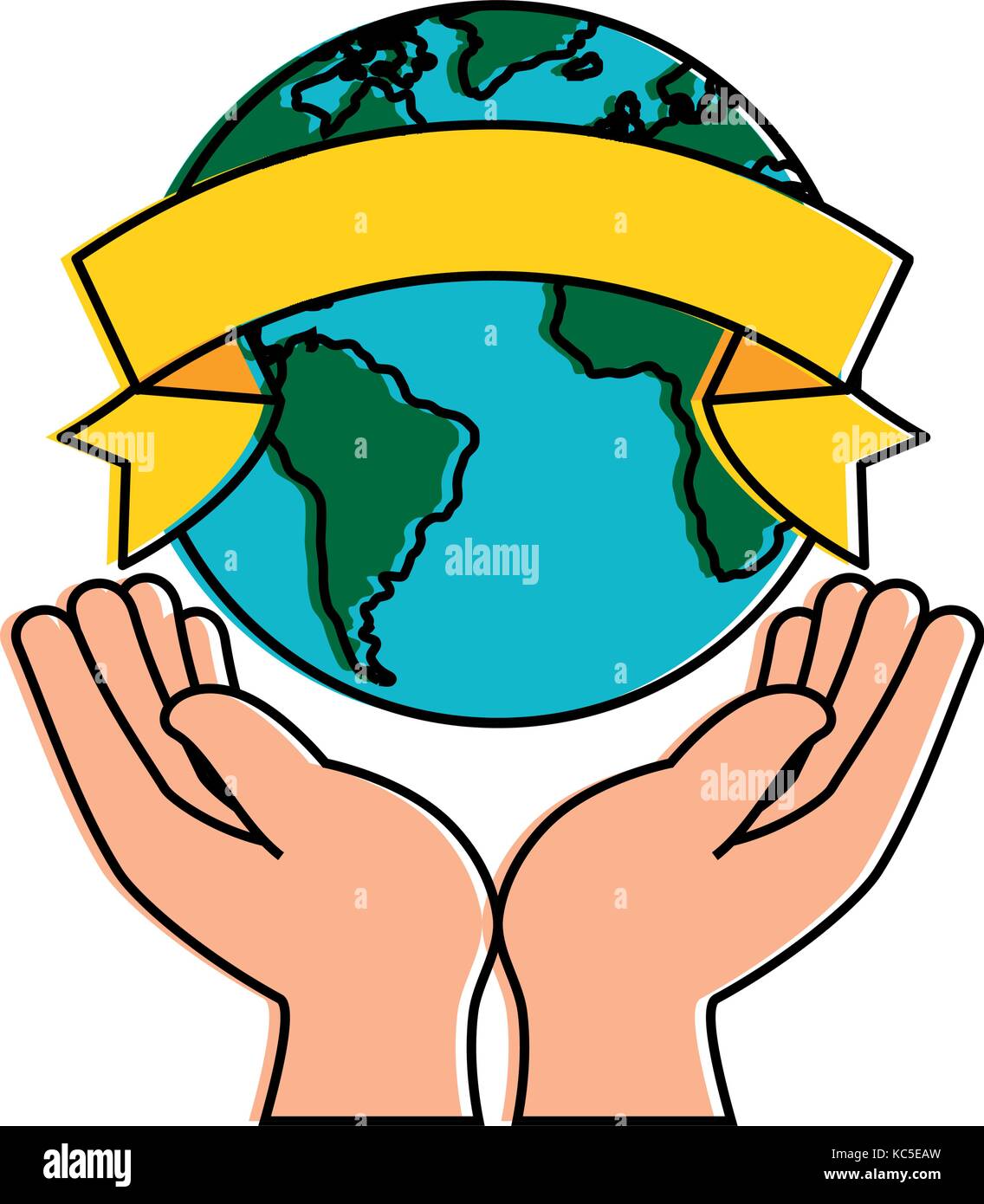 hands human protection with world planet vector illustration design ...