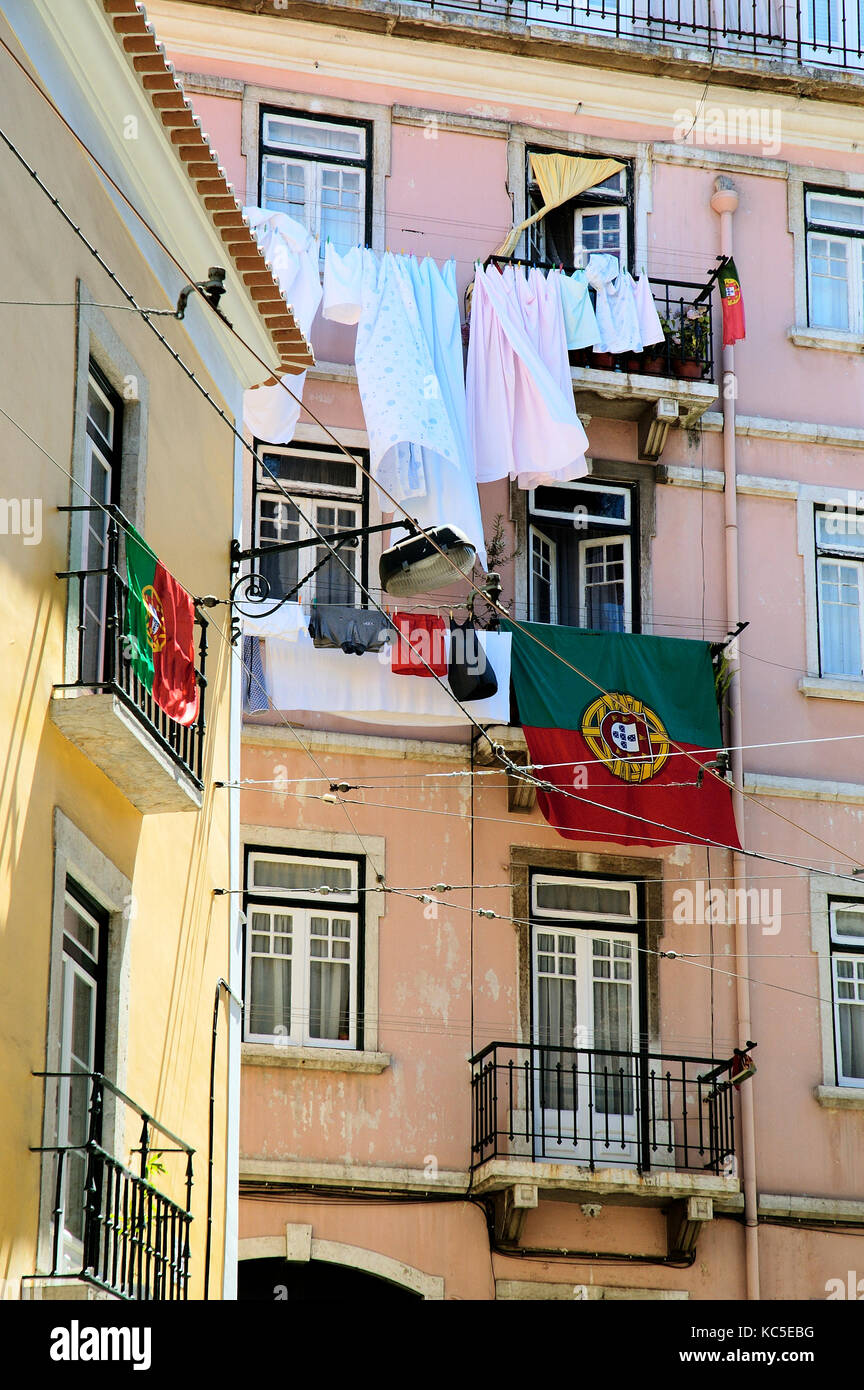 The portuguese flag in the traditional district of São Bento. Lisbon ...