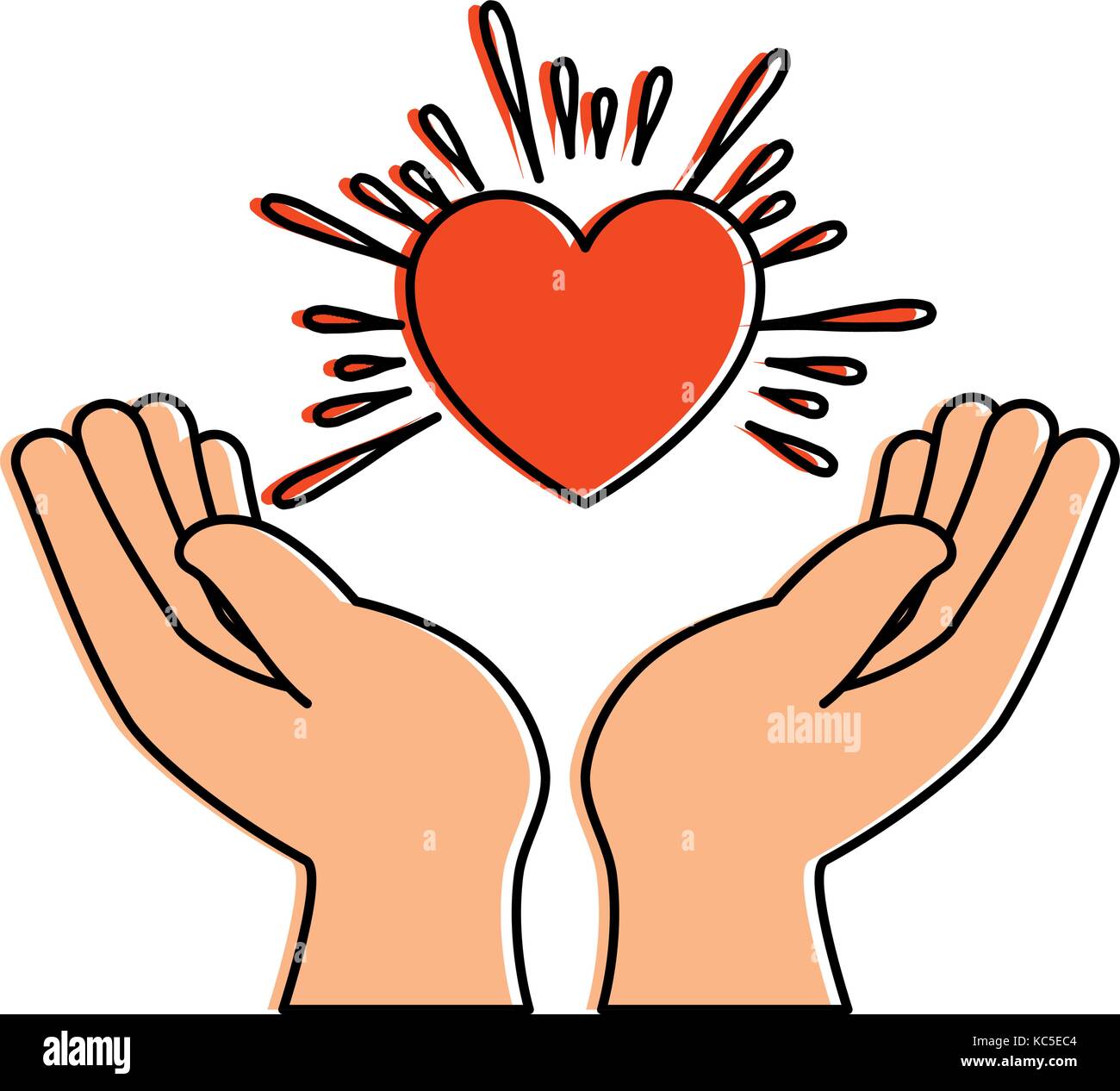 hands human protection with heart vector illustration design Stock ...