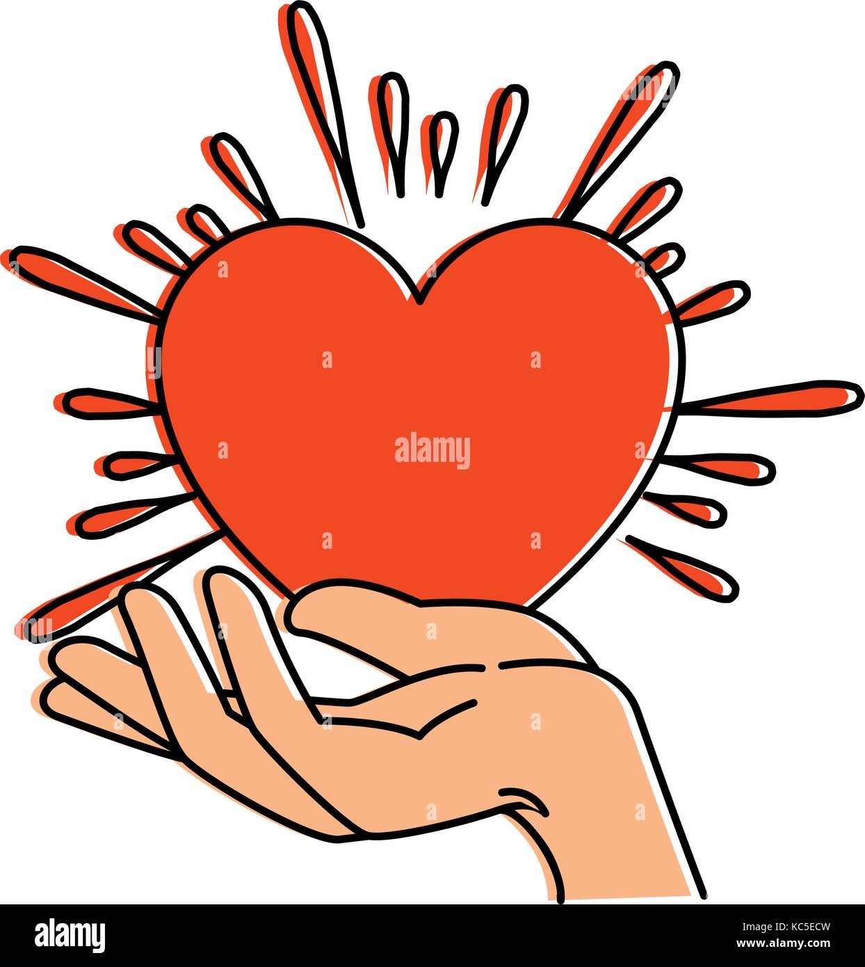 hands human protection with heart vector illustration design Stock ...