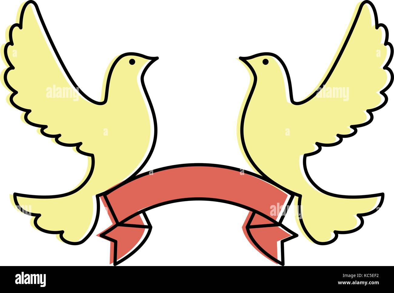 doves of peace with ribbon vector illustration design Stock Vector ...