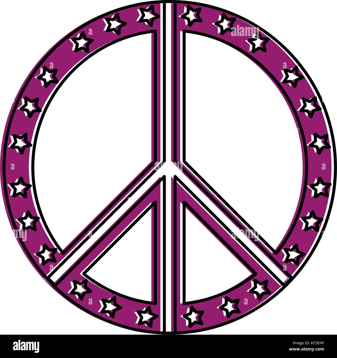 peace symbol with stars vector illustration design Stock Vector Image ...