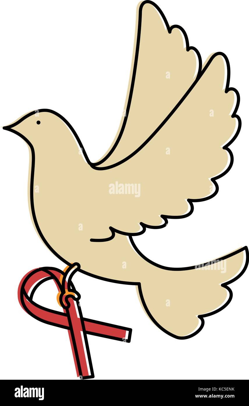 dove of peace flying with ribbon vector illustration design Stock ...
