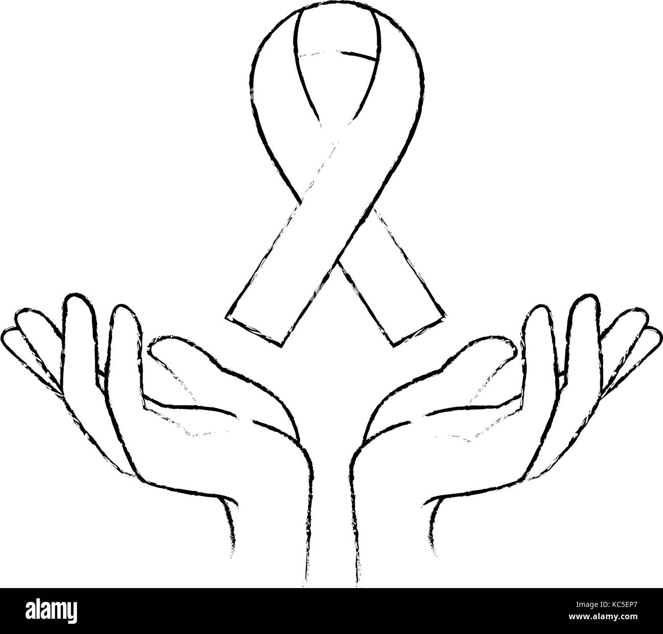 hands human protection with ribbon vector illustration design Stock ...