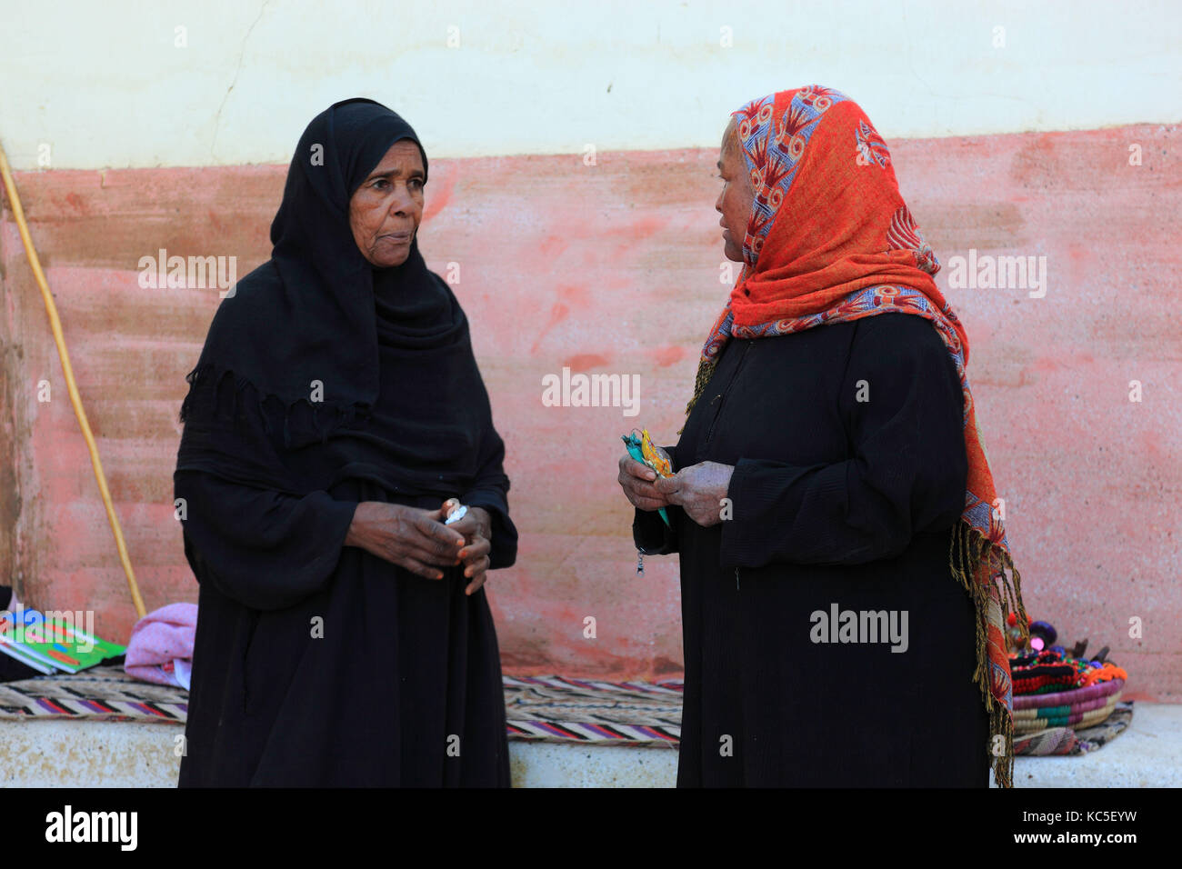 Elephantine Island, Two older women with headscarves, Egypt Stock Photo ...