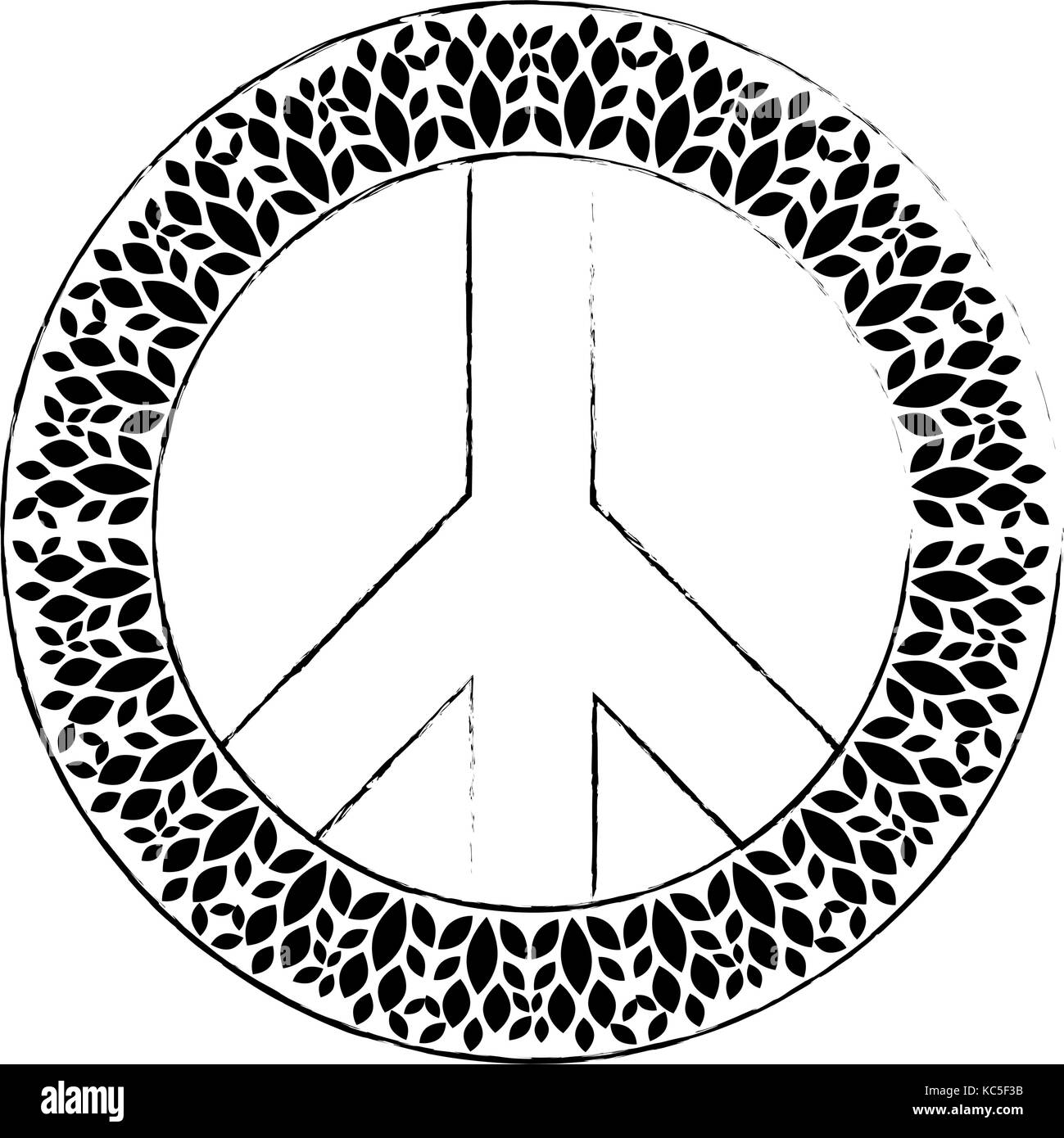 peace symbol with leafs vector illustration design Stock Vector Image ...