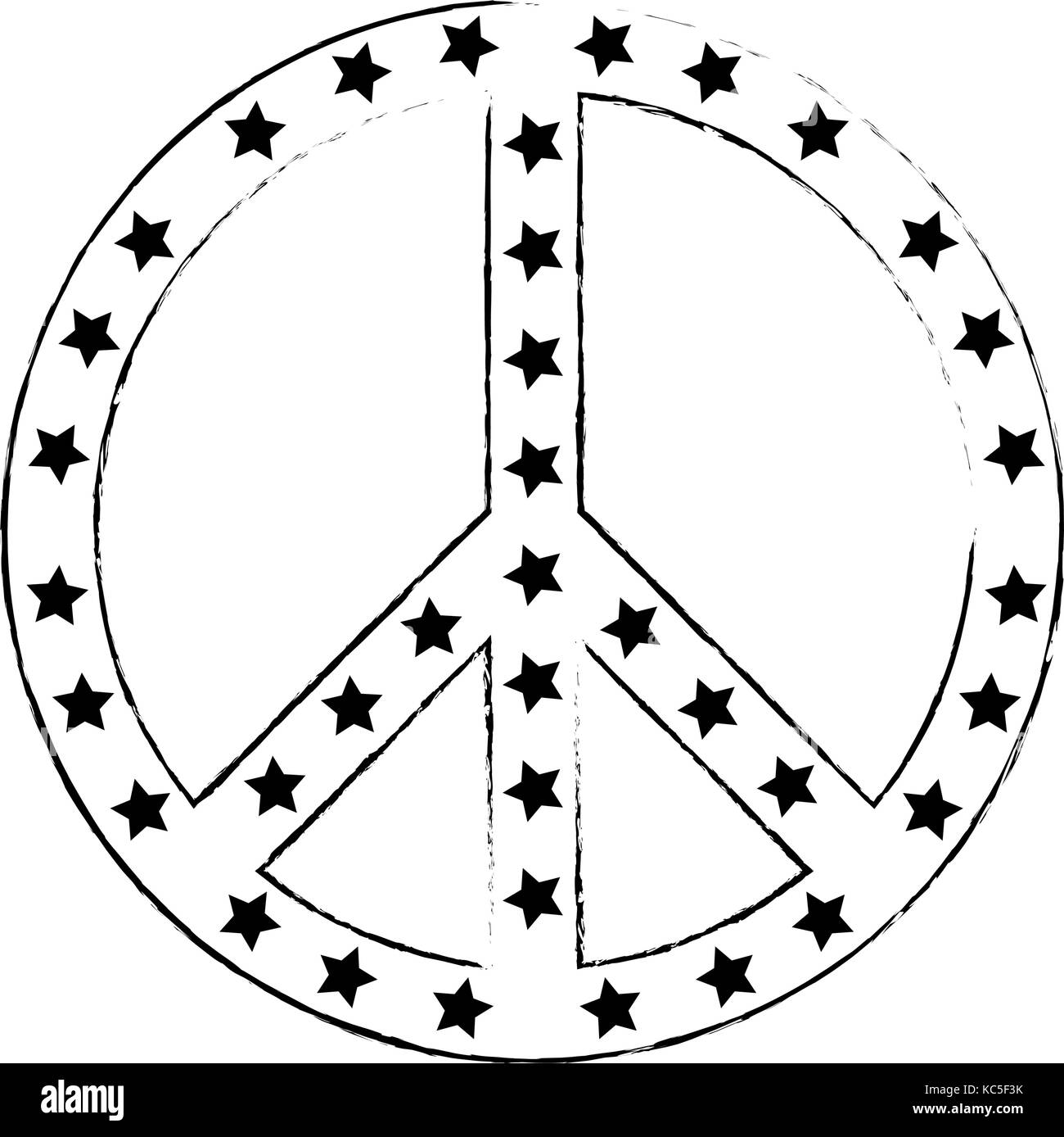 peace symbol with stars vector illustration design Stock Vector Image ...