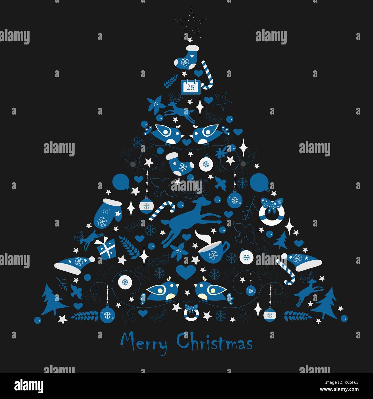 Merry Christmas Tree. Vector Illustration Stock Vector Image & Art - Alamy