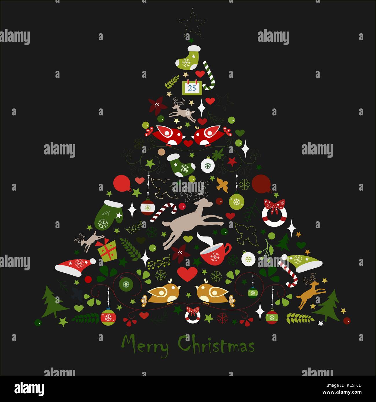 Merry Christmas Tree. Vector Illustration Stock Vector Image & Art - Alamy
