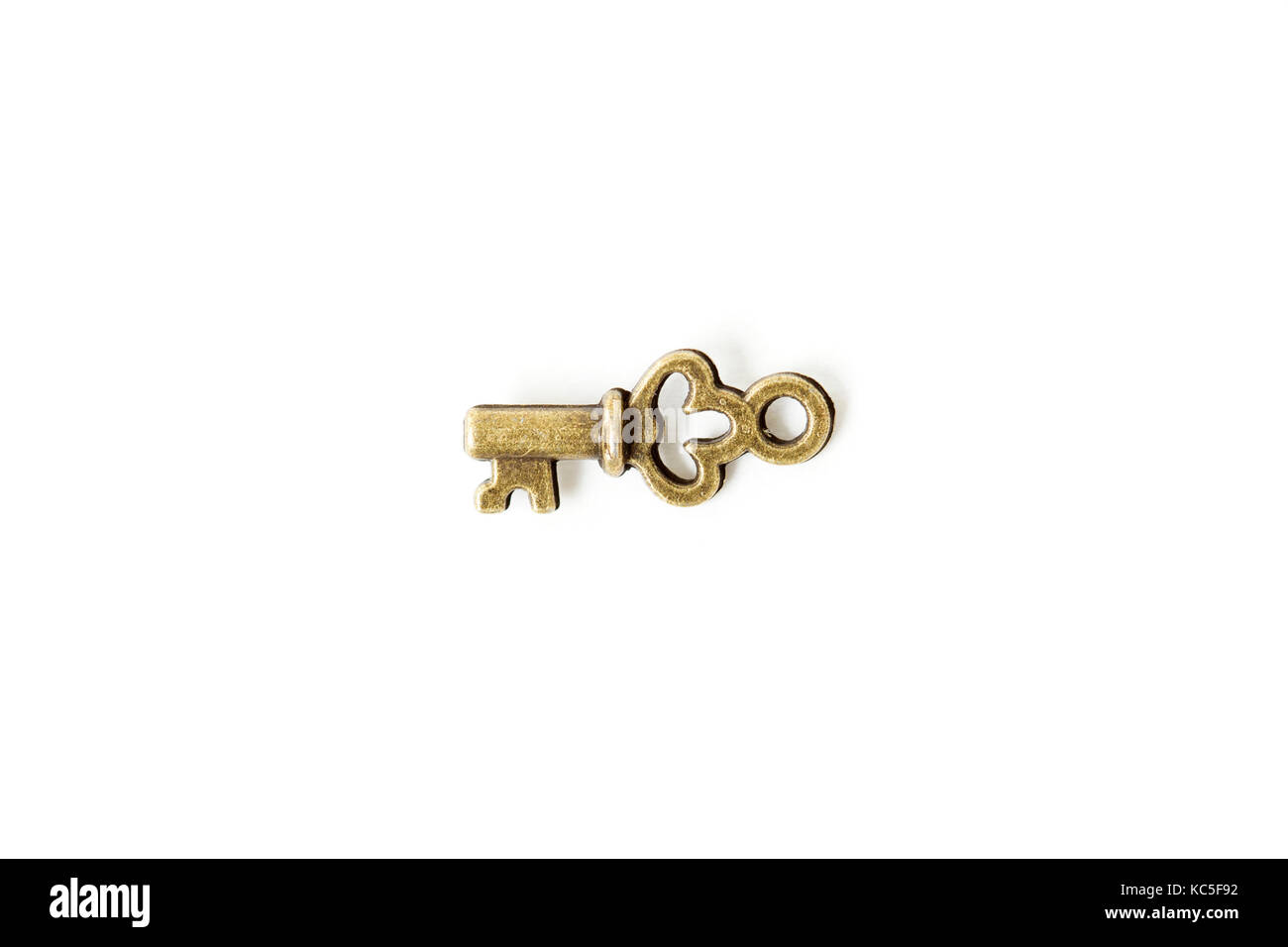 View at vintage metal key isolated on the white background Stock Photo ...