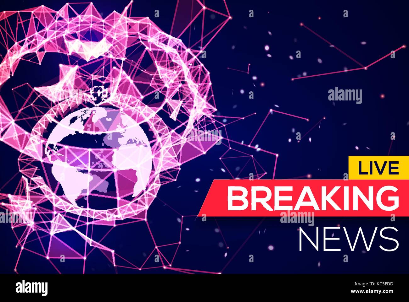 Breaking News Live Banner on Blue Glowing Plexus Structure Background ...