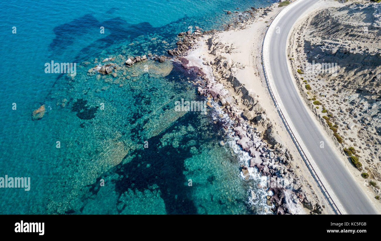 Aerial View: Drone video of beaches in Rhodes Mandriko, Rodos island ...