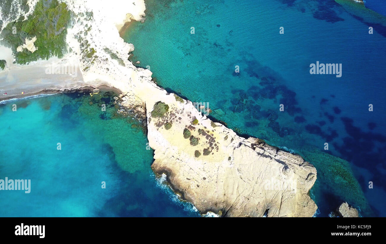 September 2017: Aerial View of Fourni Beach, Rodos island, Aegean ...