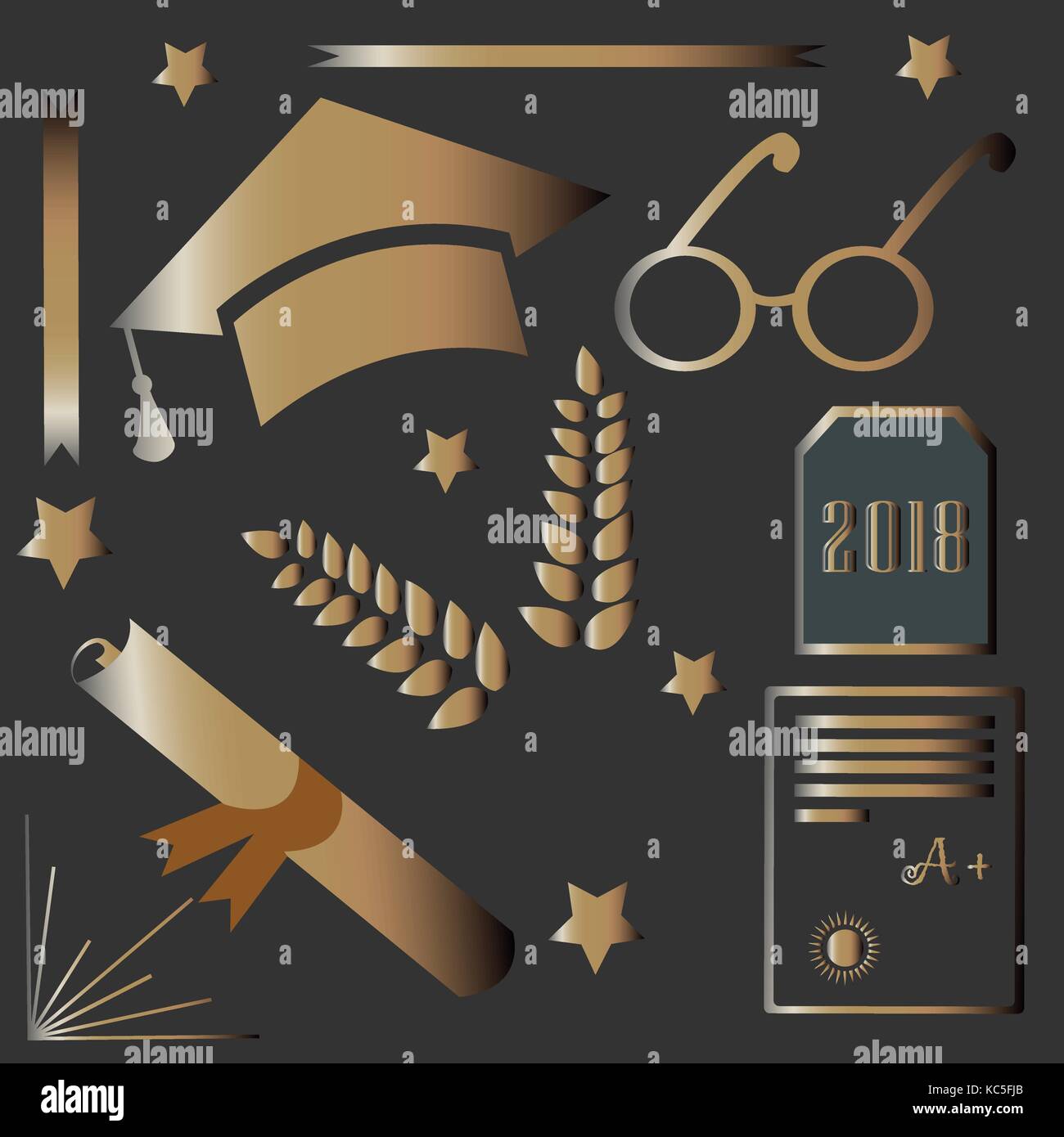 Graduation Package. Rich Gold Design. Golden icons for graduation ...