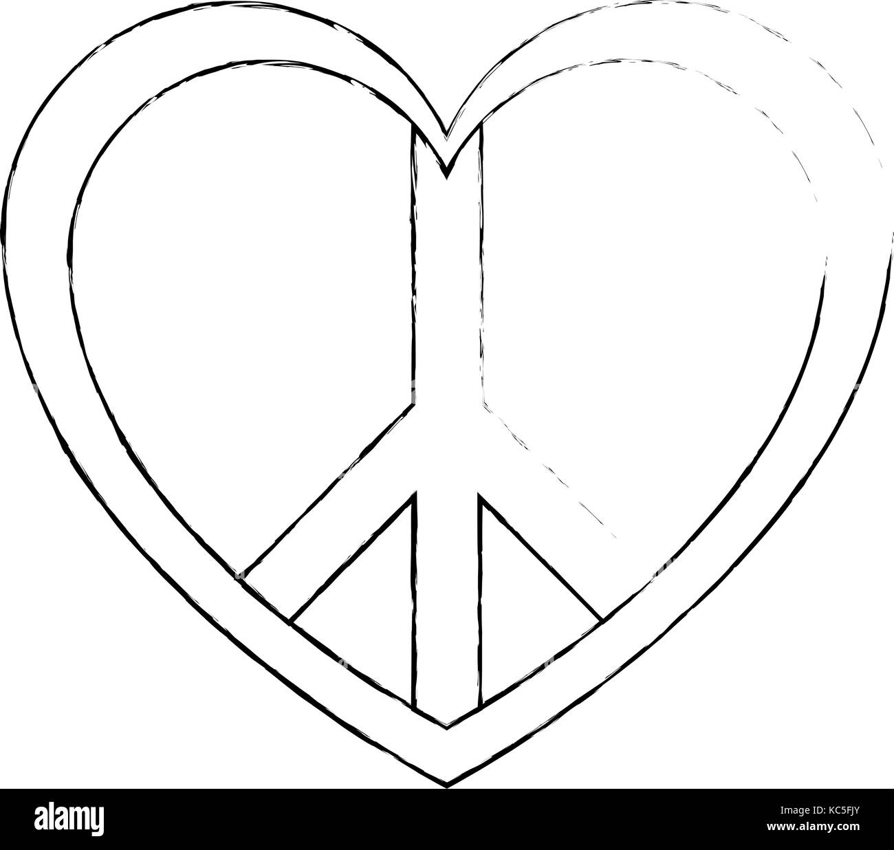 peace symbol with heart vector illustration design Stock Vector Image ...