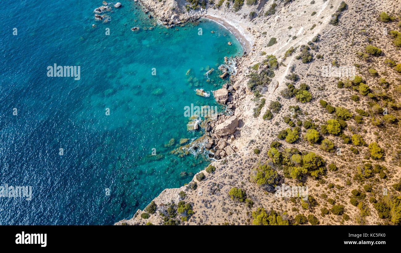 September 2017: Aerial View of Fourni Beach, Rodos island, Aegean ...