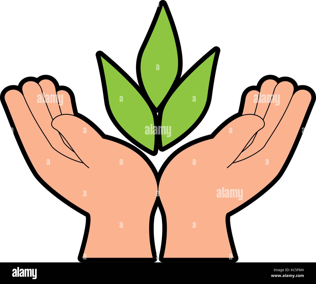 hands human protection with leafs vector illustration design Stock ...
