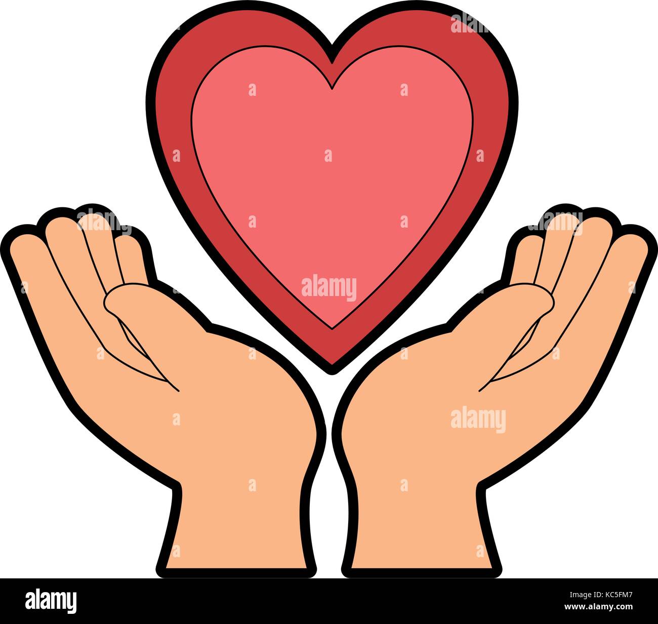 hands human protection with heart vector illustration design Stock ...