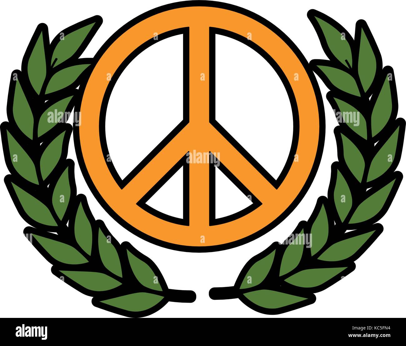 peace symbol with leafs vector illustration design Stock Vector Image ...