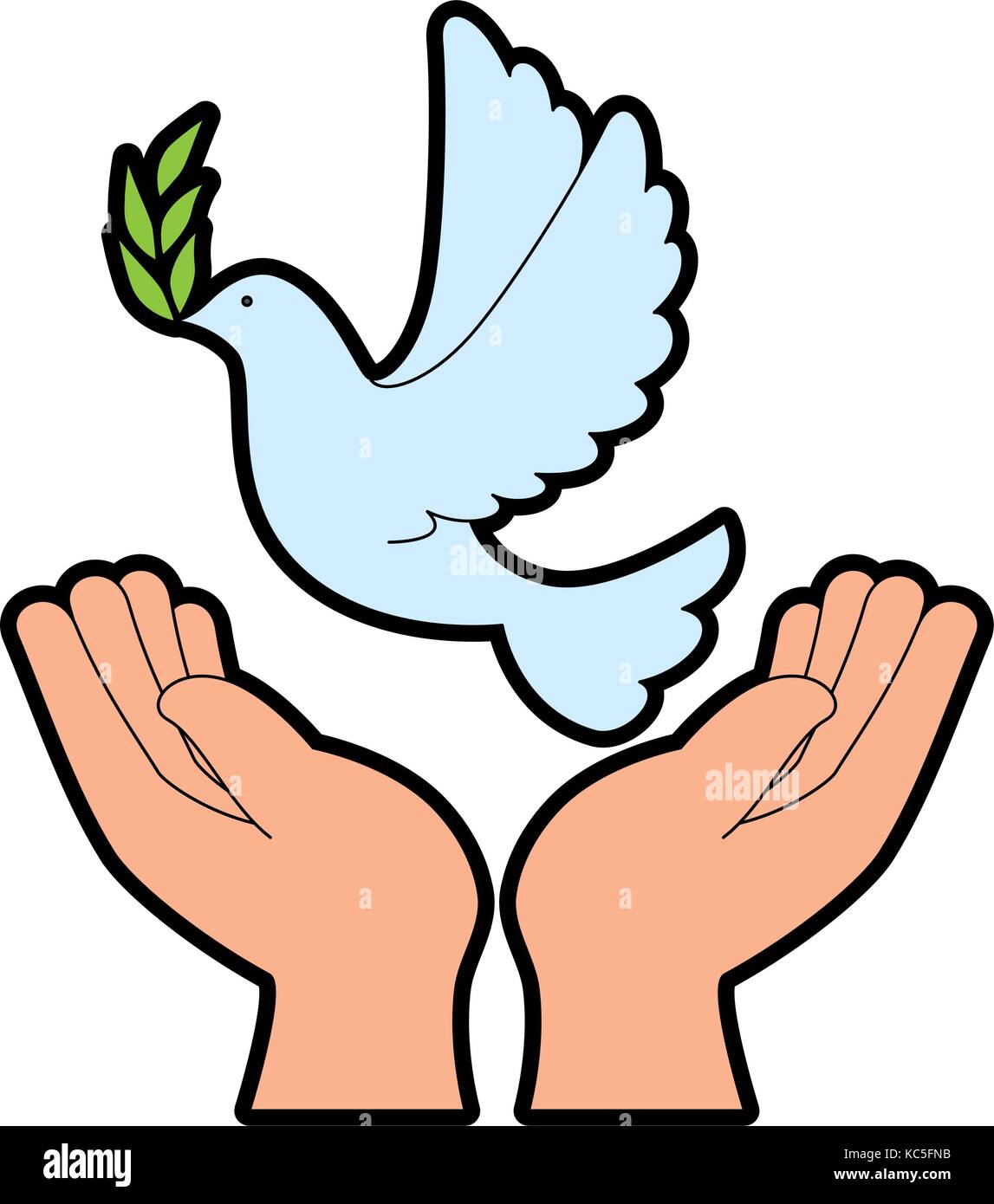 hands human with dove of peace vector illustration design Stock Vector ...