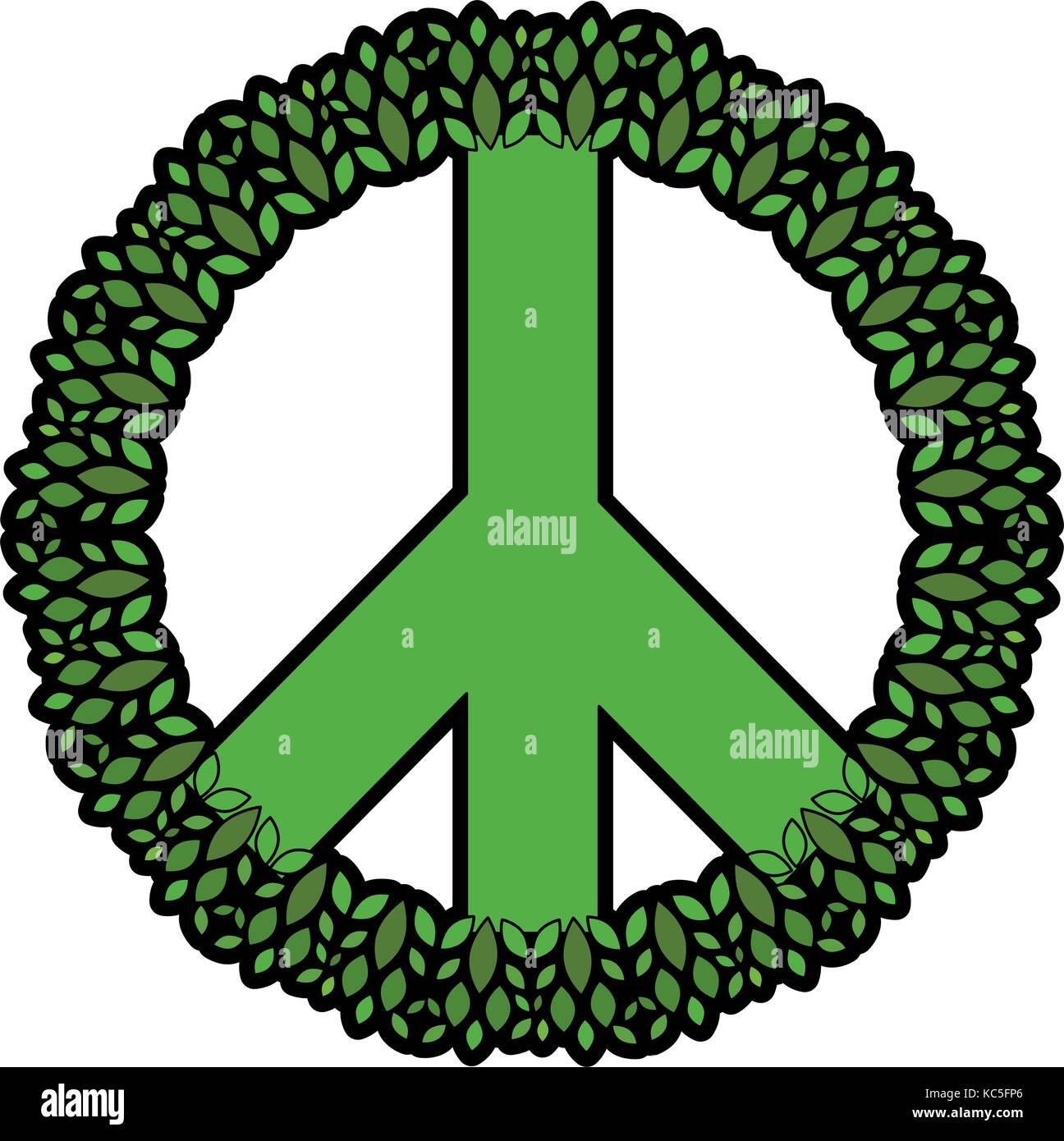 peace symbol with leafs vector illustration design Stock Vector Image ...