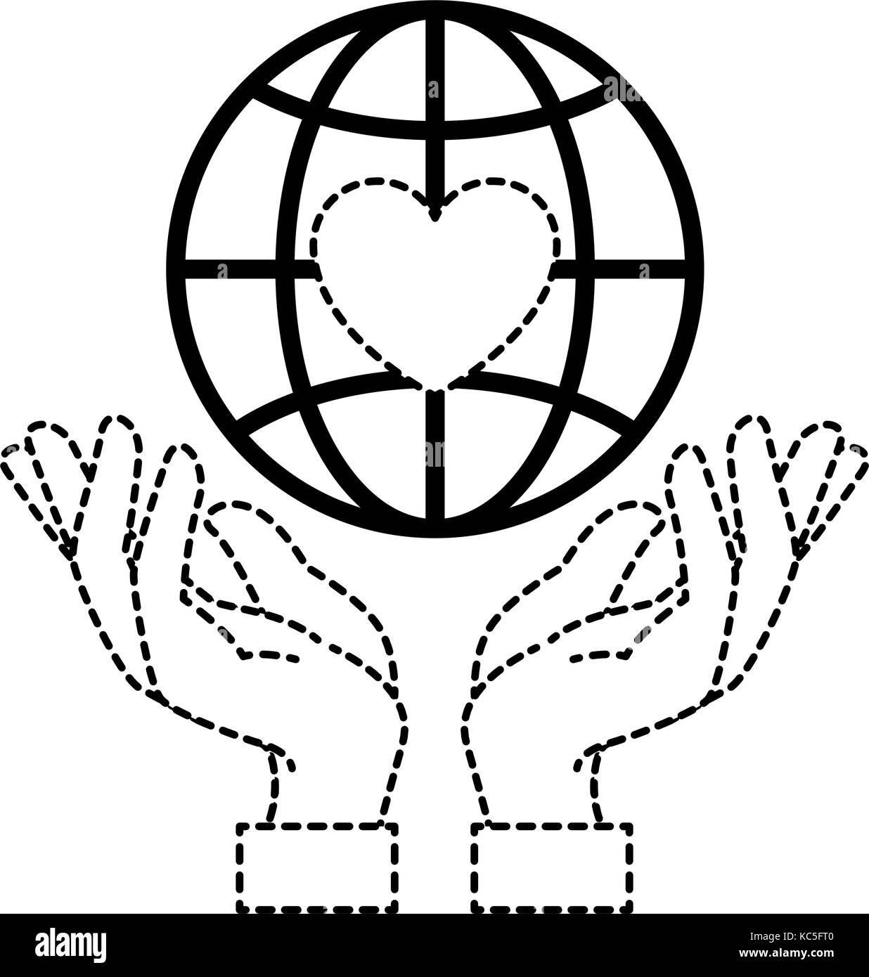 hands human protection with world planet and heart vector illustration ...