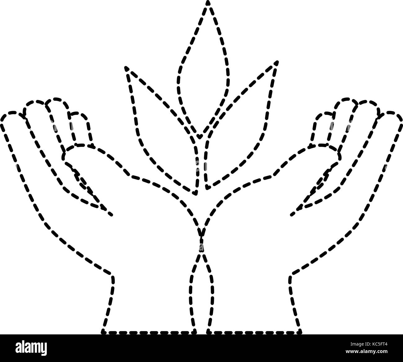 hands human protection with leafs vector illustration design Stock ...