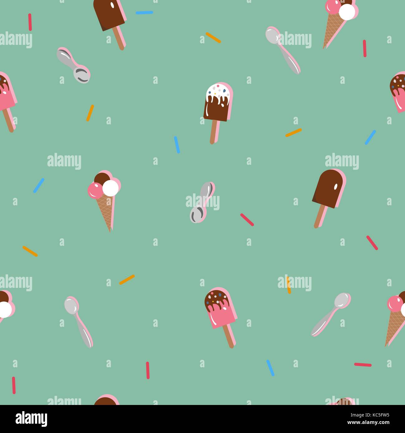Ice Cream Seamless Pattern Vector Illustration Stock Vector Image