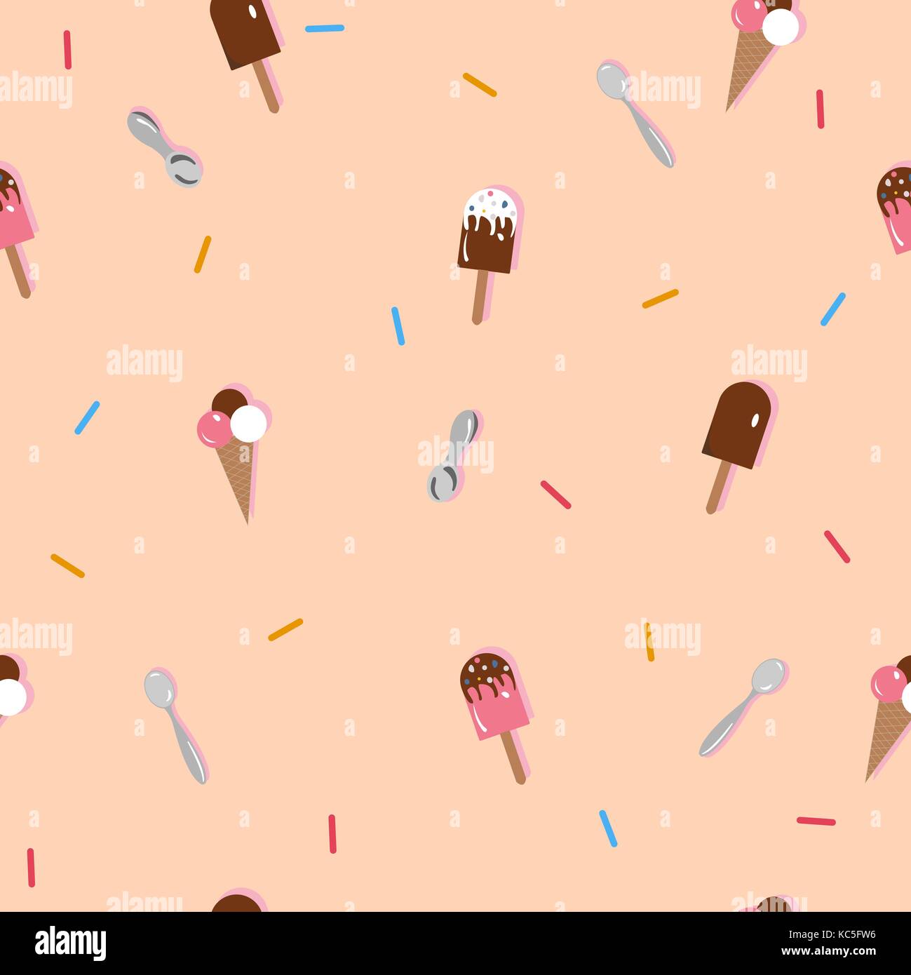 Ice Cream Seamless Pattern Vector Illustration Stock Vector Image