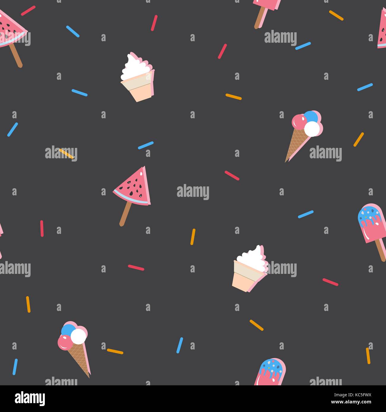 Ice Cream Seamless Pattern Vector Illustration Stock Vector Image