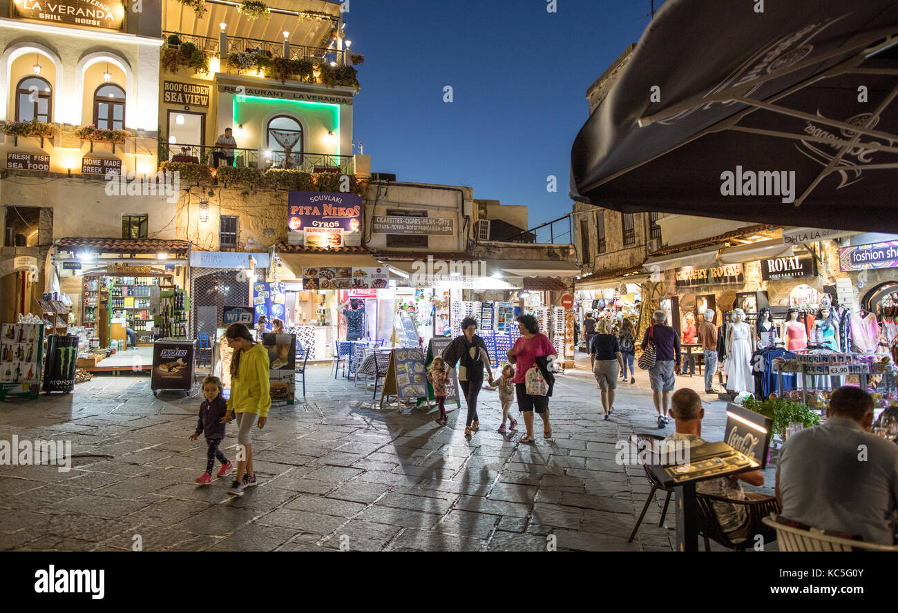The Old City At Night Rhodes Greece Stock Photo - Alamy
