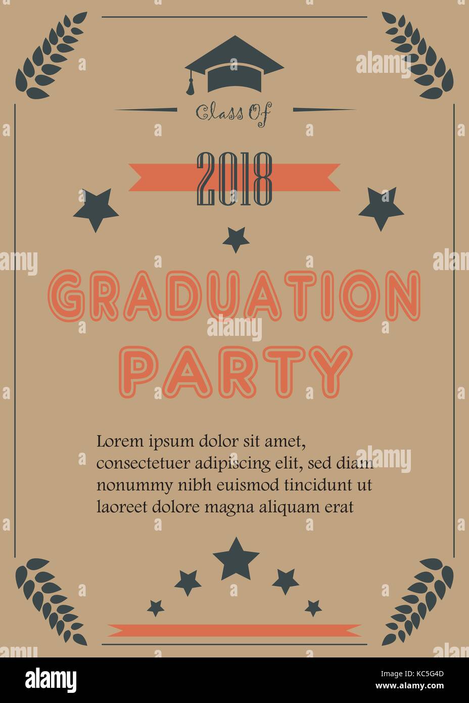 Graduation Collection. Class of 2018. Old Retro Style Stock Vector ...