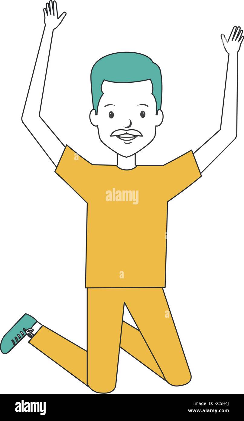 cheerful jumping man avatar vector illustration design Stock Vector ...