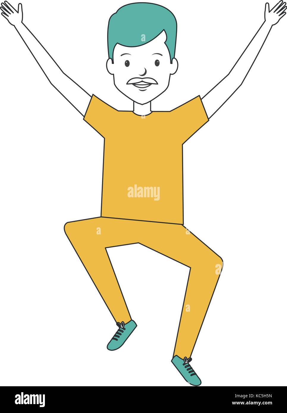 cheerful jumping man avatar vector illustration design Stock Vector ...