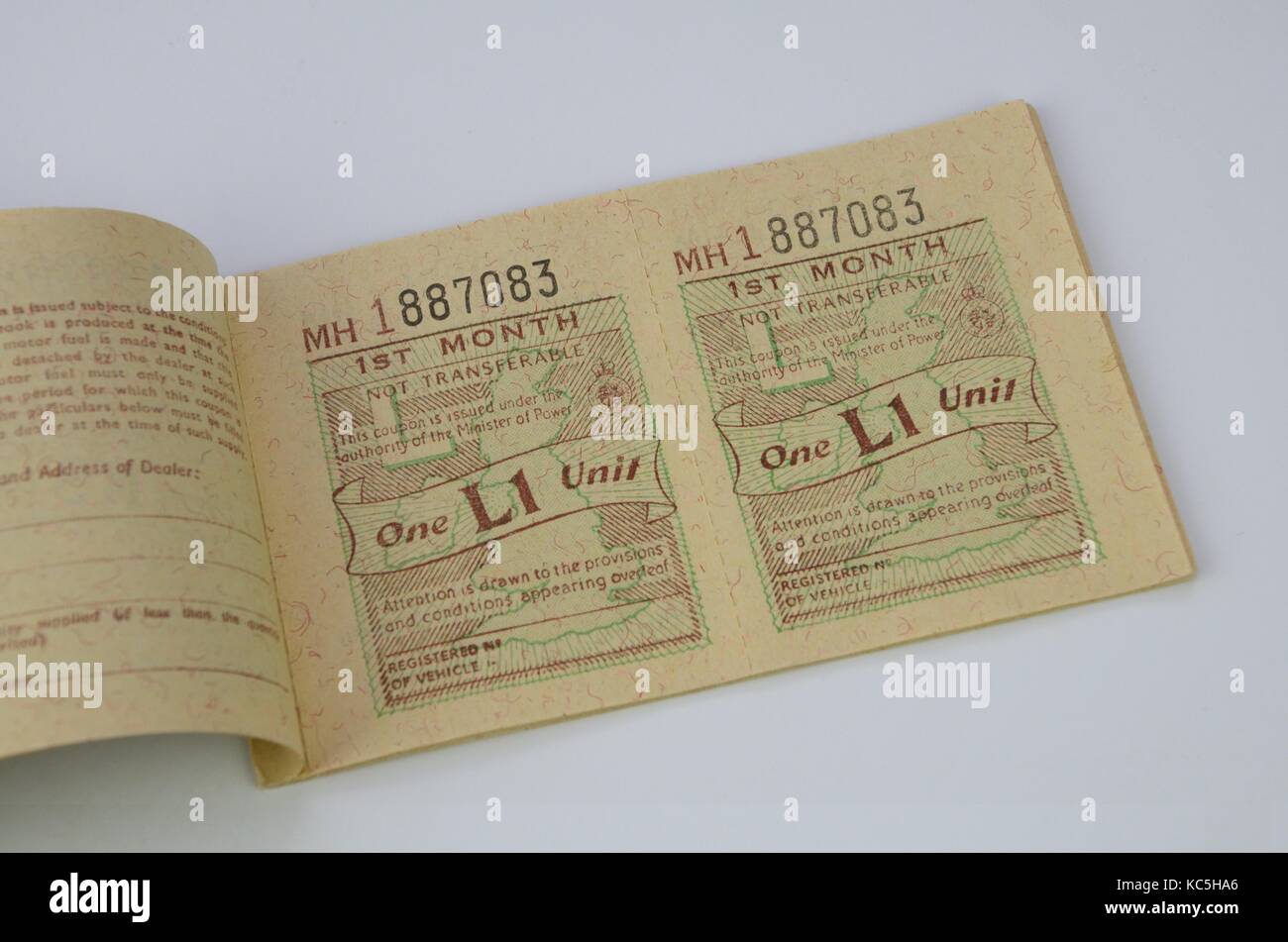 Suez Crisis Era Motor Fuel Ration Book Stock Photo - Alamy