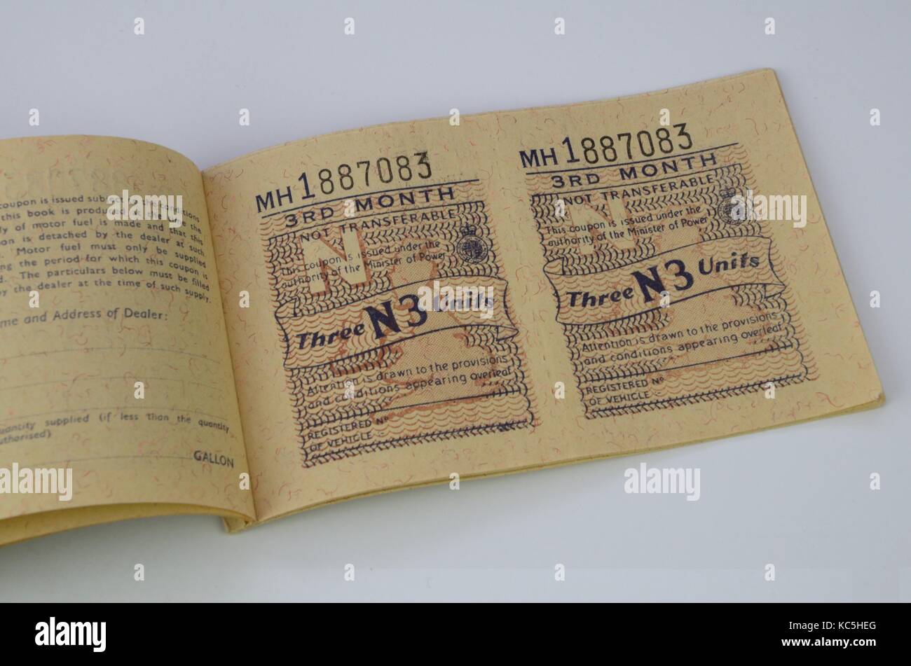 Suez Crisis Era Motor Fuel Ration Book Stock Photo - Alamy