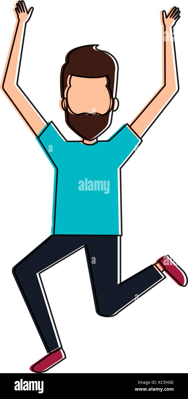 cheerful jumping man avatar vector illustration design Stock Vector ...
