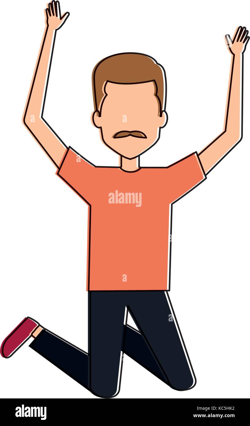 cheerful jumping man avatar vector illustration design Stock Vector ...