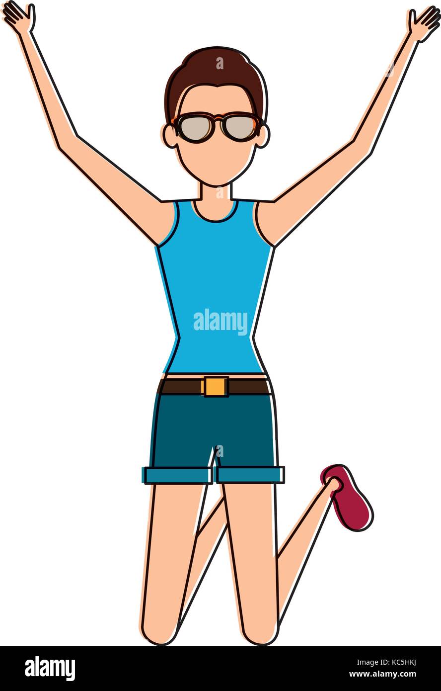 cheerful jumping woman avatar vector illustration design Stock Vector ...