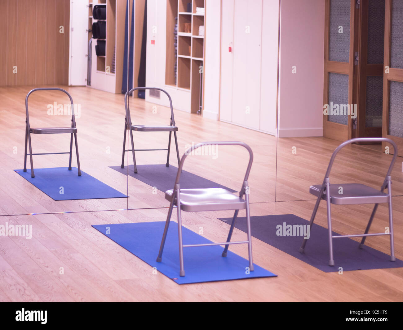 Yoga pilates and body & mind studio gym fitness room and chauir prop ...